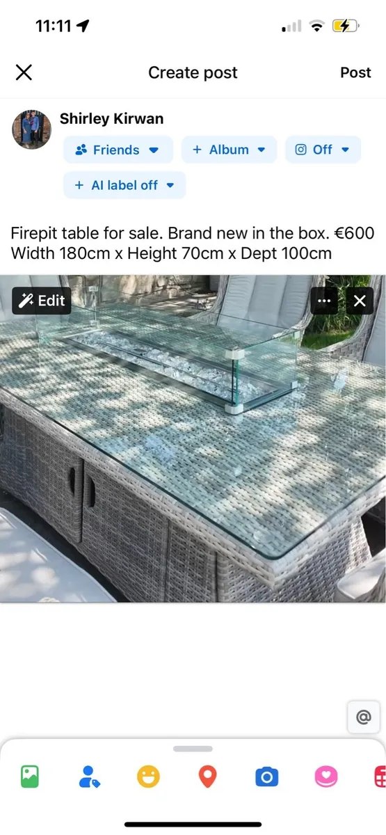 Garden Firepit Table for sale in Co. Limerick for €600 on DoneDeal
