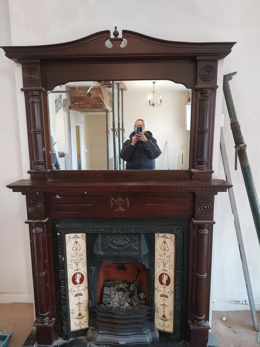 Mahogany & Cast Iron fireplace with overhead mir for sale in Co. Cork ...