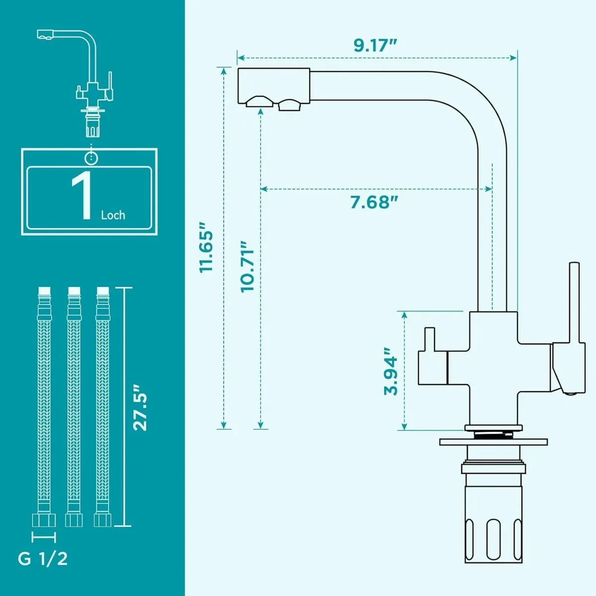 3 Way Kitchen Tap with Drinking Filtered Water for sale in Co. Dublin ...