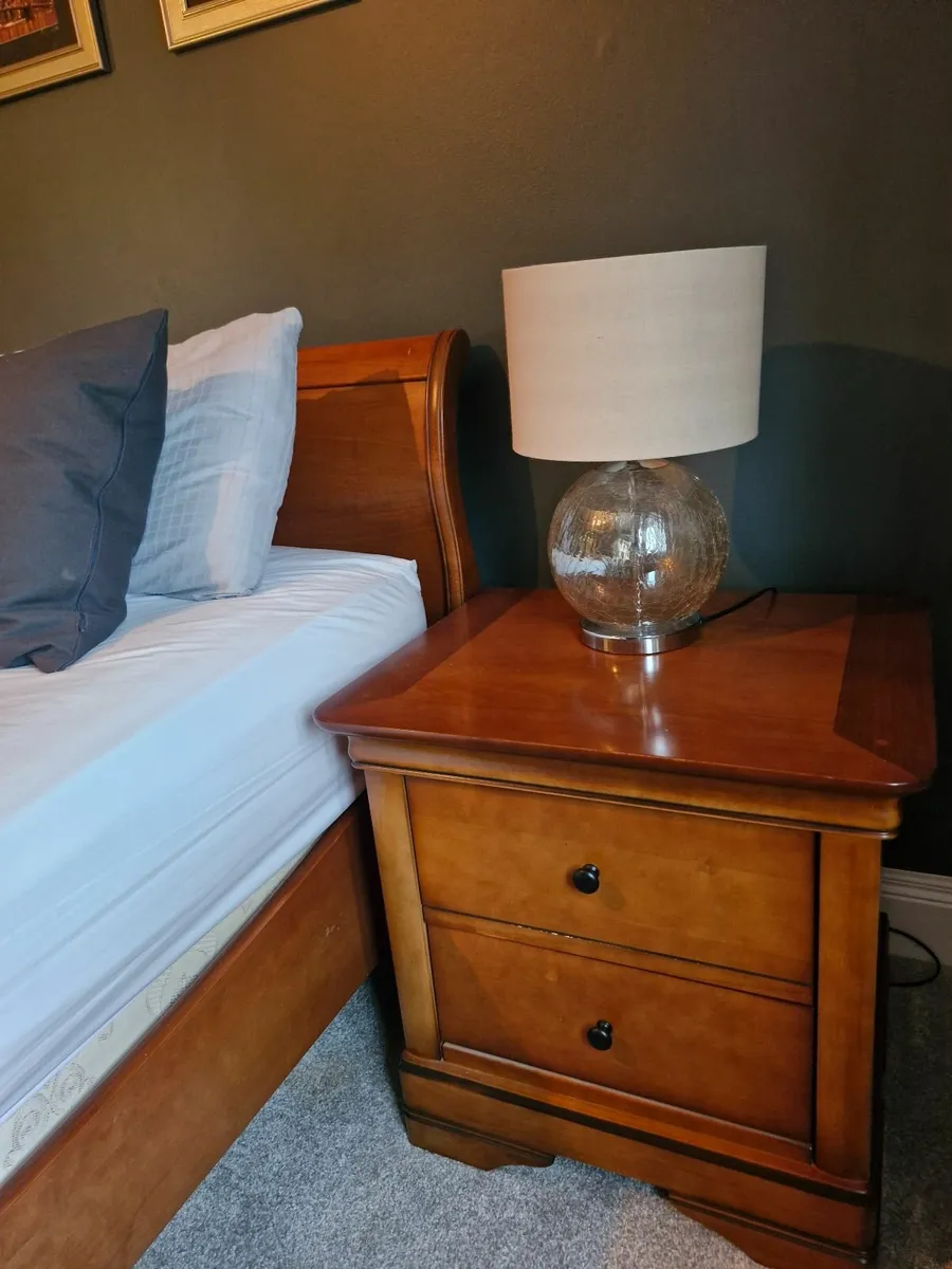 Sleigh bed and 2 matching side lockers for sale in Co. Kildare for €550 ...