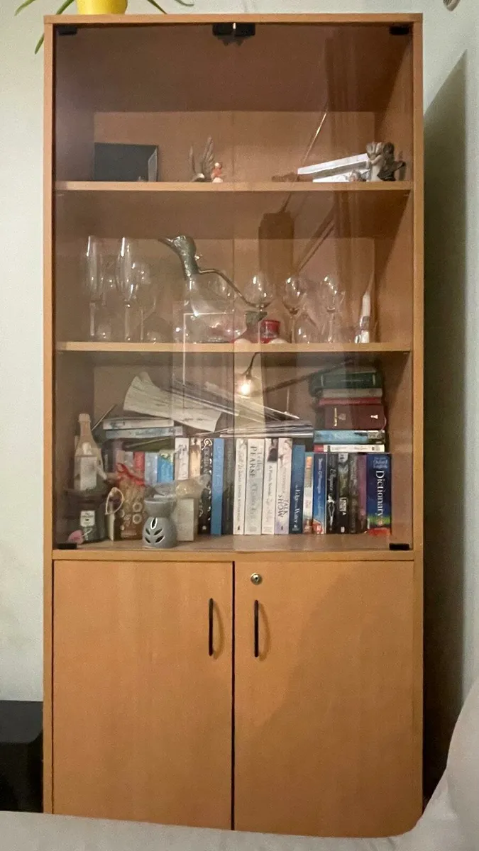 Wooden display unit with glass doors for sale in Co. Dublin for €60 on ...