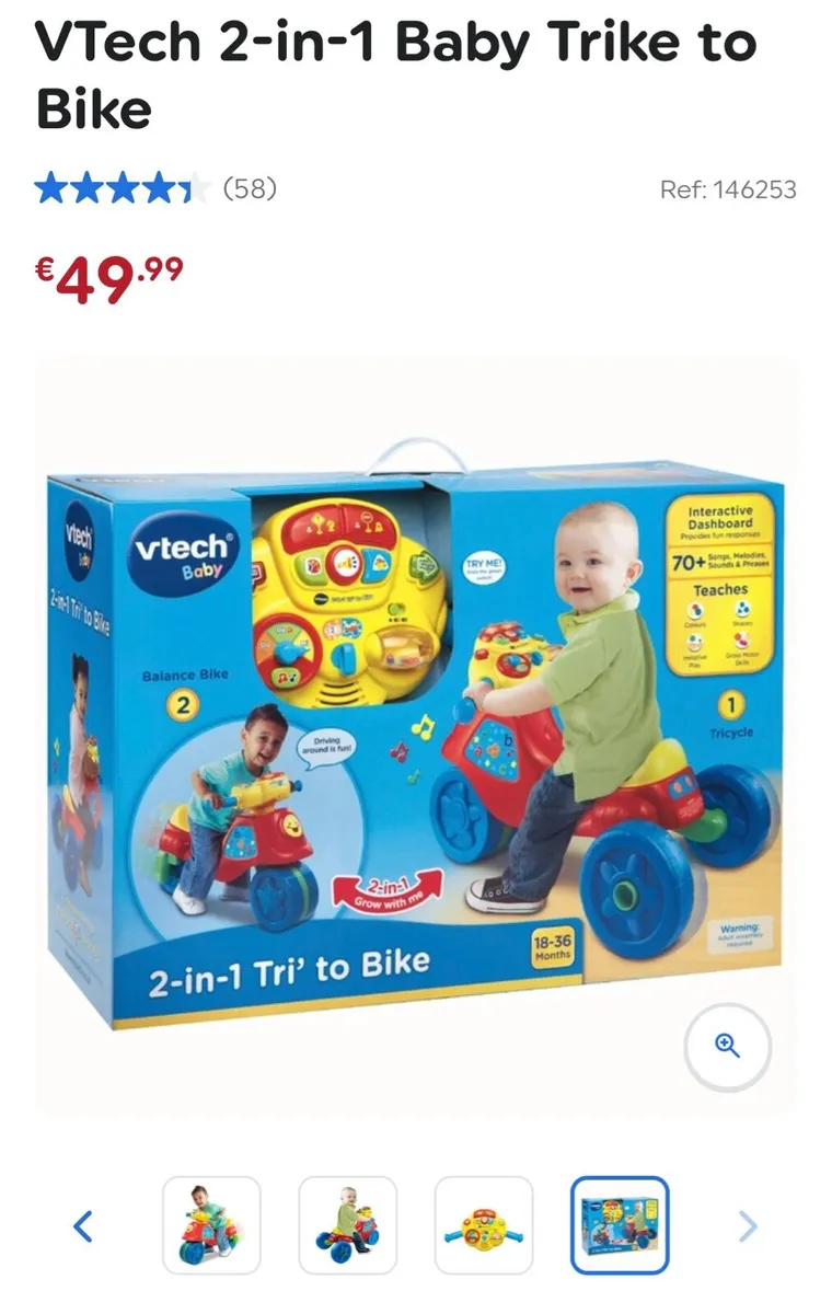 Vtech 2-in-1 Baby trike to bike for sale in Co. Dublin for €30 on DoneDeal