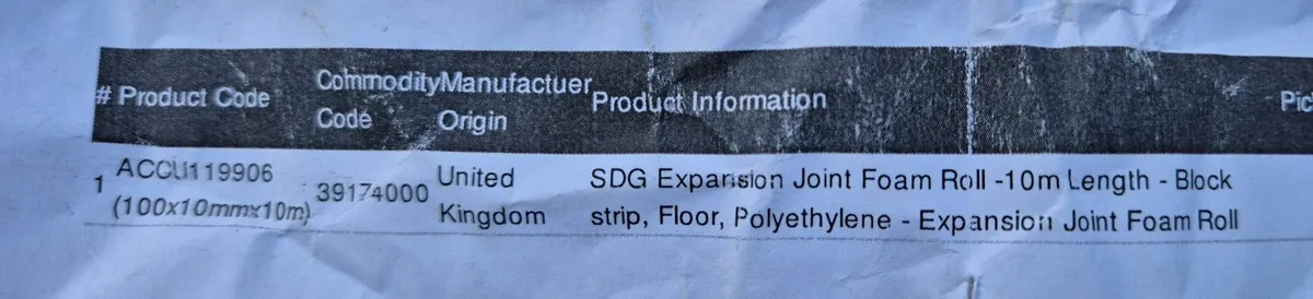 Expansion Joint Foam for sale in Co. Cork for €40 on DoneDeal