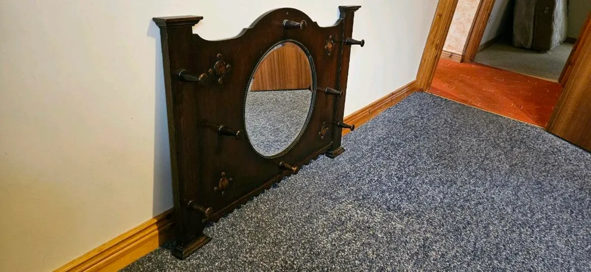 Antique wall mounted coat rack with mirror, solid for sale in Co ...