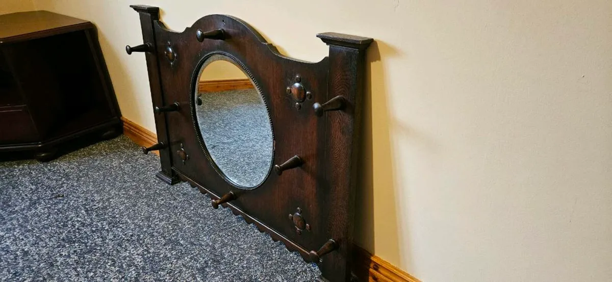 Antique wall mounted coat rack with mirror, solid for sale in Co ...