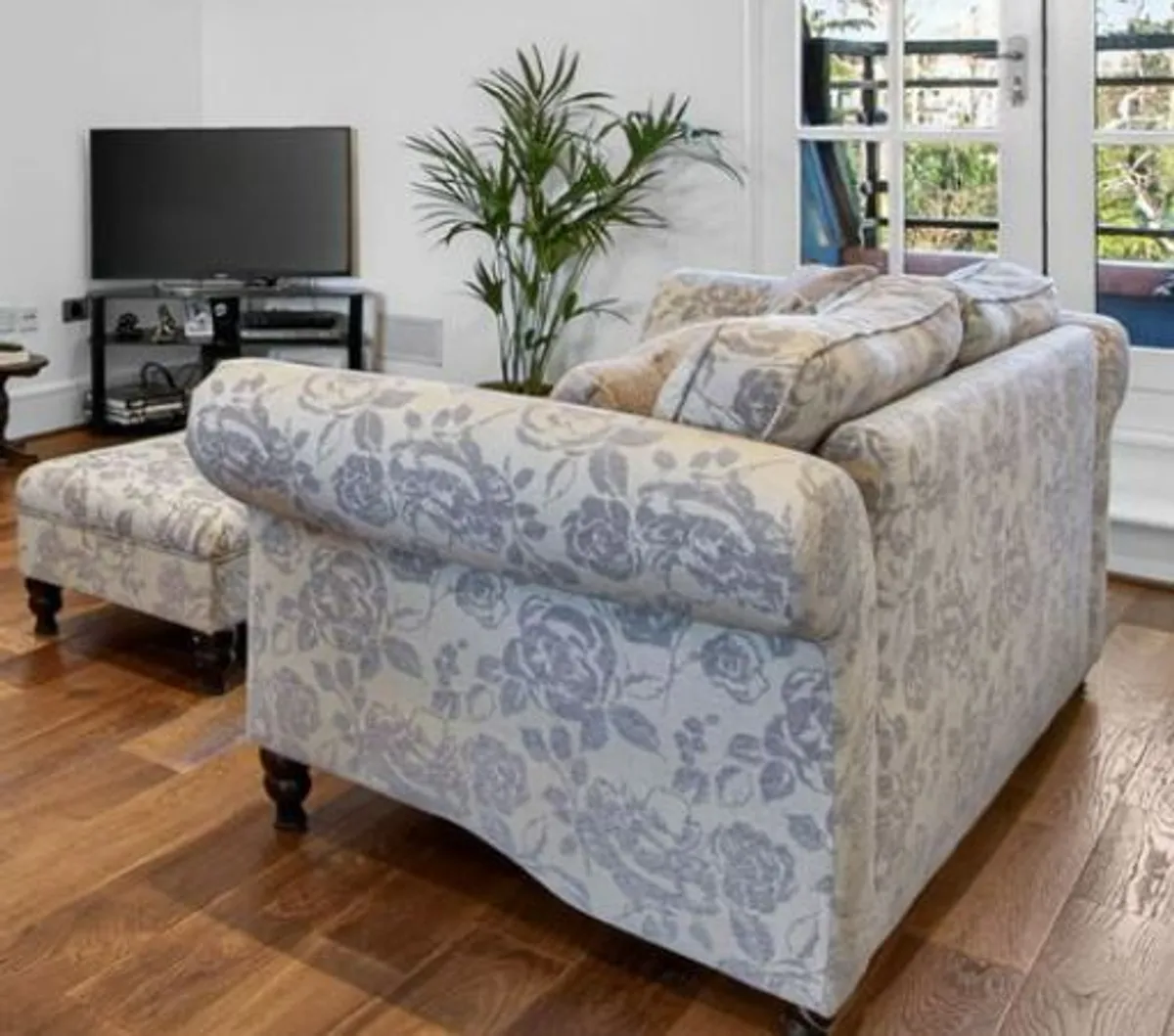 Stunning cream & grey 2 seater sofa & foot stool for sale in Dublin for ...