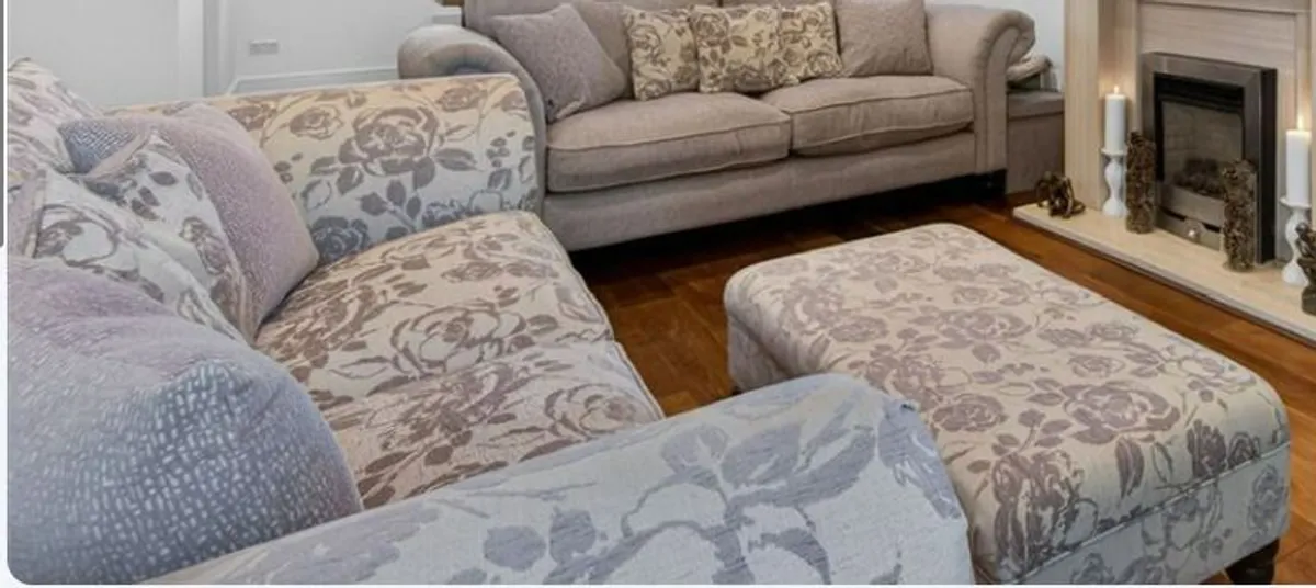 Stunning cream & grey 2 seater sofa & foot stool for sale in Dublin for ...